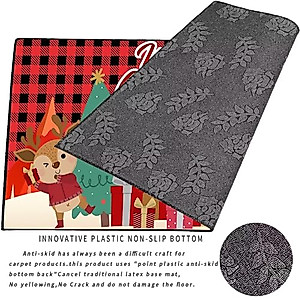 FUYEUN Plaid Christmas Area Rug, Snowflake Rug, Xmas New Year Gift Door Mat for Bedroom Living Room Kitchen, Merry Christmas Indoor Floor Mats for Holiday Festive Decoration,63" X 31"