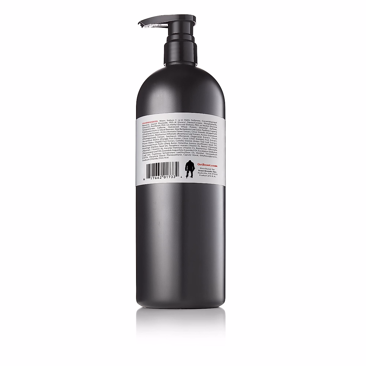 Extreme Yawp All-in-One Men's Body Wash by Tame the Beast - 33 ounce Large Liter Pump 3-in-1 Hair, Beard & Body Shampoo - Eucalyptus, Menthol, Caffeine, Green Tea, Vitamins A C & E