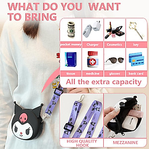 CZZLYJ Kawaii Bag, Cute Cartoon Shoulder Bag with Zipper, Anime Wallet Purse with Lanyard, Novetly Accessories for Grils Birthday Gifts