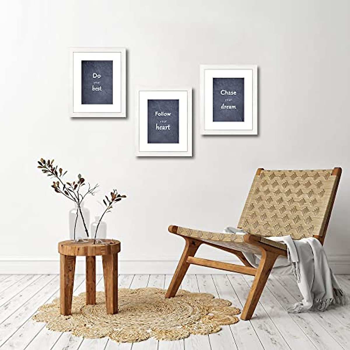 DEKWINN 8x10 Picture Frame Set of 3 with Real Glass for Pictures 5x7 with Mat or 8x10 Without Mat, Wall Mounting or Tabletop display Photo Frames in White