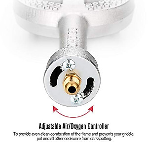 WADEO High Pressure Cast-Iron Round Propane Burner Head with 4FT 20 PSI Adjustable High Pressure Propane Regulator with Hose and Brass Fitting