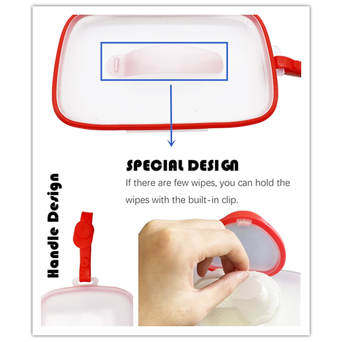 VOONGOR Baby Wipes Dispenser, Wipe Case with 2 Pcs Portable Travel Wipes Pouch, Refillable Diaper Wipes Holder Container with Lids and Sealing Design, Flushable Bathroom Storage Box