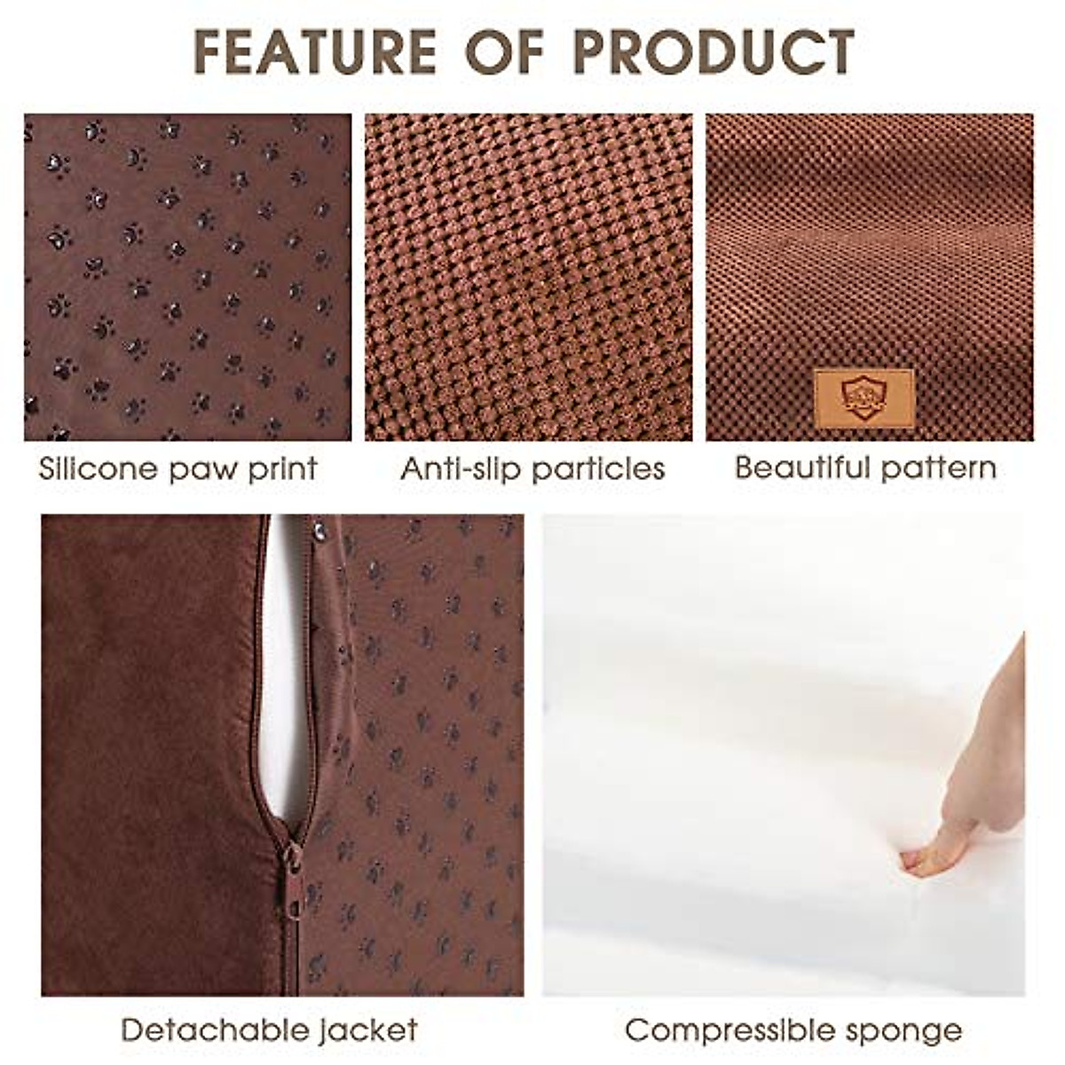 Topmart 3 Tiers Foam Dog Ramps/Steps,Non-Slip Dog Steps,Extra Wide Deep Dog Stairs,High Density Foam Pet Stairs/Ladder,Best for Older Dogs,Cats,Small Pets,with 1 Pet Hair Remover Roller,Color Brown