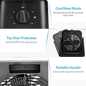 Portable Air Circulator Fan for Office - Personal Compact Quiet Table Desktop Heater Fan Combo w/Circulating & Heating Modes 45° Adjustable Angles, for Small Home Bedroom Indoor use