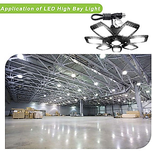 CODAFUL High Bay Light Led UFO Lights350W 49000LM (Eqv. to 1500W HPS/MH) with US Plug 5ft Cable 85-277V, IP65 Warehouse Residential, Barn, Factory, Workshop Shop Lighting (Black, 120W)