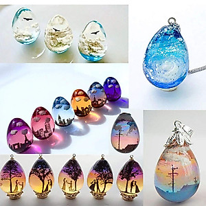 Eggs Ball Silicone Resin Molds for Jewelry Keychain, Epoxy Resin Ball Spheroid Necklace Stone Mold, Mini Orbs Pendant Casting Silicon Mold for UV Resin Crafts, DIY Easter Eggs Planet Jewelry Making