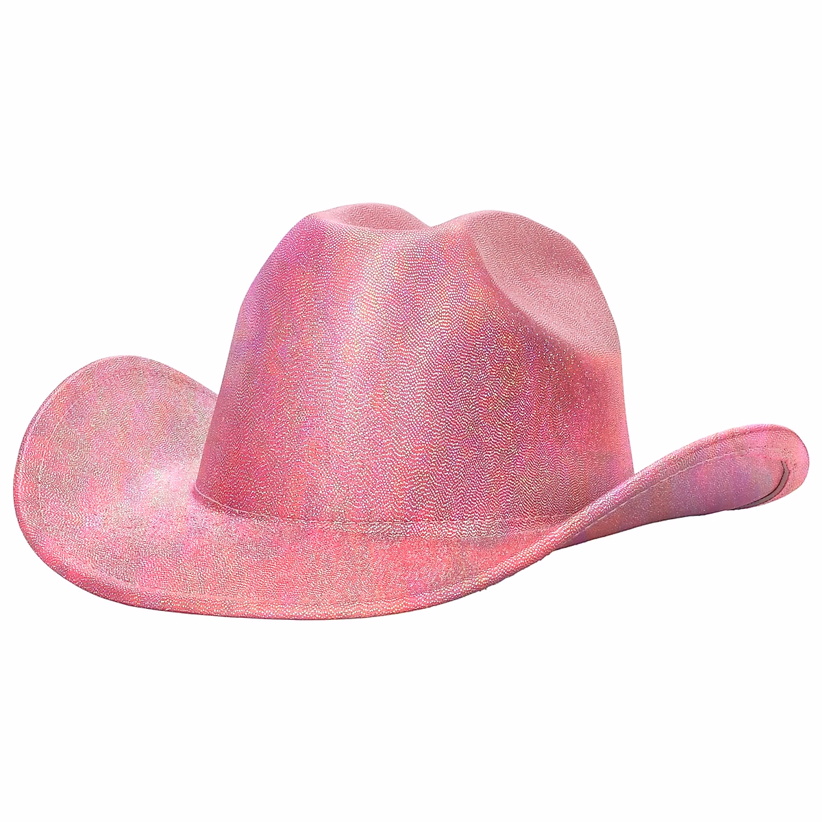 Mealah Holographic Western Cowboy Hat for Women - Sparkly Cowgirl Hat for for Wedding Music Costume Party(M-L) Rose Pink