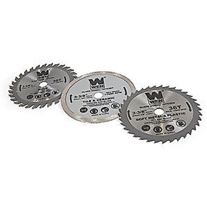WEN 4.2-Amp 3-3/8-Inch Plunge Cut Compact Circular Saw with Laser, Carrying Case, and Three Blades (36704)