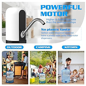 GetKen 5 Gallon Water Dispenser Pump Rechargeable, Water Dispenser for 5 Gallon Bottle Bottom Loading, Portable USB Charging Automatic Drinking Mini Water Jug Dispenser