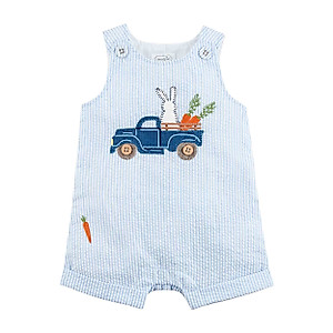 Mud Pie Baby Boy Bunny Truck Jon Jon, Blue, 12-18 Months