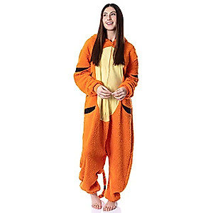 MJC International Disney Winnie The Pooh Adult Tigger Costume Plush Kigurumi Union Suit Pajama Outfit (Small) Orange