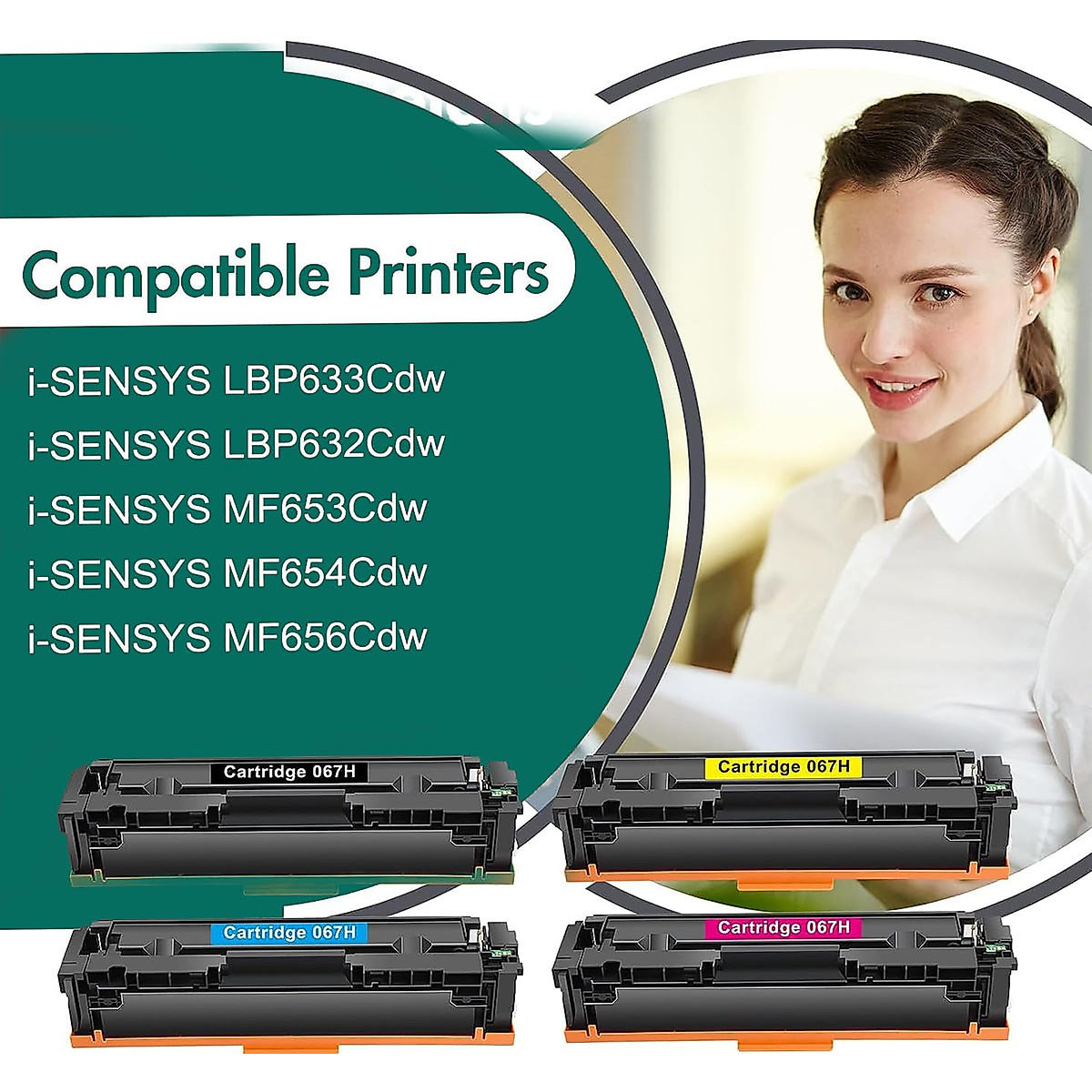 067H 067 MF656Cdw Toner Cartridge 4 Pack Set High Yield Compatible Replacement for Canon 067H for Canon imageCLASS LBP633Cdw LBP632Cdw MF653Cdw MF654Cdw MF656Cdw Series Printer CRG-067H CRG067H Ink