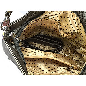 Zzfab Coin Circle Sparkle Hobo Bag with Tassel Pewter