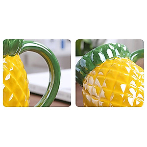 Fenteer Fruit Shape Coffee Mug Adorable Ceramic Coffee Milk Mug Teacup Funny Durable Water Cups Reusable for Festivals Home Daily Using Office, Pineapple