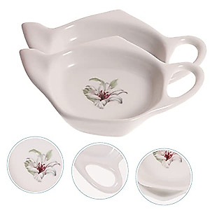 YARNOW 4pcs Ceramic Tea Bag Saucer Coffee Decor Accessory Tray Gift Containers Teabags Organizer Seasoning Dish Tea Bag Resting Caddy Home Supplies Tea Holder for Tea Bags Tea Bag Coaster