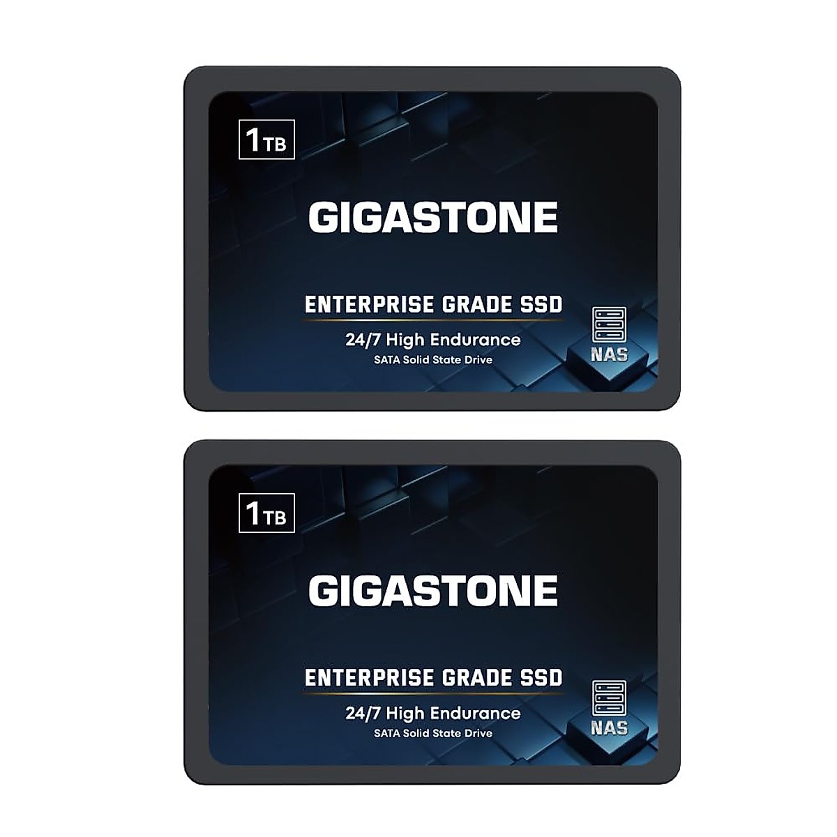 Gigastone Enterprise SSD 1TB NAS SSD Drive Cache (2-Pack) 24/7 Durable TLC High Endurance Business Server Data Center RAID Network Attached Storage 2.5" SATA Internal Solid State Hard Drives