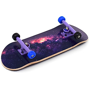 Teak Tuning 34mm Pro Fingerboard Heat Transfer Graphic Complete - Fully Assembled with Pro Level Parts - Pro Shaped Wood Deck (34x97mm), UltraSpin Wheels, Prodigy Trucks - Galaxy
