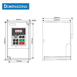 RATTMMOTOR 1.5KW VFD 110V Single to 3 Phase Inverter Variable Frequency Drive Spindle Motor Controller Converter 0-1000Hz + Extension Cable for CNC Router Milling Engraving Machine