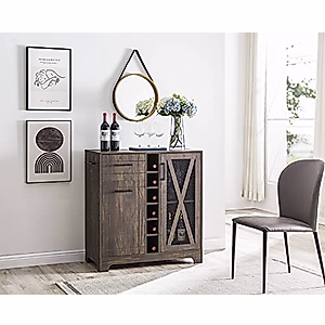 Home Source Oak Bar Cabinet with Wire Mesh Doors