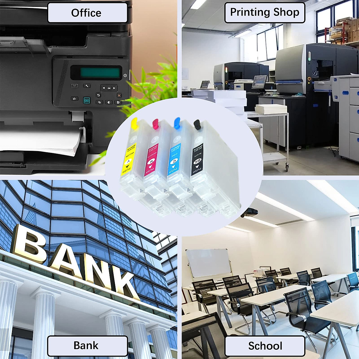 212XL No Chip Replacement Refillable Ink Cartridges Sublimation Ink Cartridges Without Chip & Ink for WF-2850 XP-4100 XP-2100 Empty Ink Cartridges for XP434 XP430 XP440 XP446 WF-2810 WF-2830 Printer