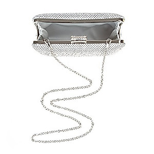 Pinprin Ladies Sparkly Rhinestones Evening Clutches Women's Crystal Diamante Evening Bag Prom Wedding Handbag Party Purse (B-Silver)