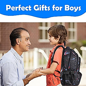 BLUEFAIRY Boys School Backpack for Kids Elementary Primary School Bags for Children Childs Bookags Lightweight Durable Gifts Mochilas Morrales para Niños De 4 5 6 7 8 Años 17 Inch (Black&Red)