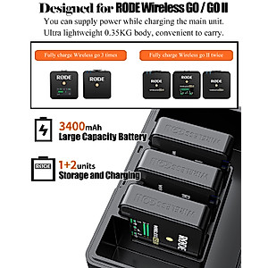 Wireless Charging Case Compatible for Rode Wireless GO 2, 3400mAh Battery Charger Storage Box for Rode Microphones Wireless Go II, ZGCINE ZG-R30 Pro