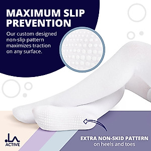 LA Active Girls' Baby Leggings - Cotton, 3 Pairs of Non-Slip Newborn & Toddler Tights - Grey & Cream & Navy - 0-3 Months