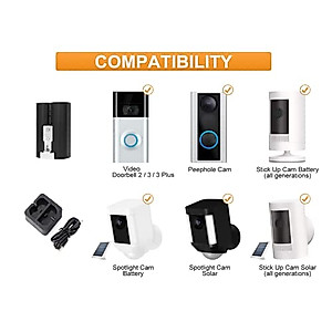 S7 3.65V Rechargeable Li-Ion Battery with Charger Compatible with Video Door Bell 2/3 Camera Battery 6040mAh