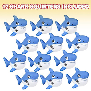 ArtCreativity Rubber Squirting Sharks for Kids - Pack of 12 Bath Tub Squirts and Pool Toys for Toddlers, Safe and Durable Water Squirters, Birthday Party Favors, Piñata Fillers, Goodie Bag Stuffers