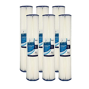 Pack of 6 - Whole House 20" x 4.5" Full Flow Pleated Sediment Filter Replacement Cartridge 1 Micron - Compatible with ECP5-BB, AP810-2, HDC3001, CP5-BB, SPC-45-1005, ECP1-20BB
