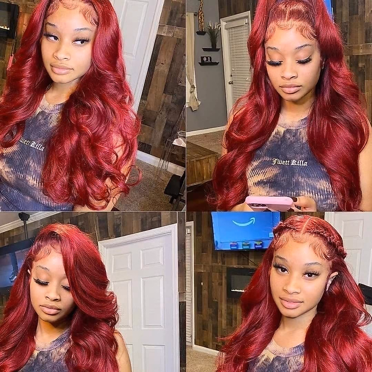 MUPRETTY 99J Burgundy Lace Front Wigs Human Hair Body Wave Lace Front Wig 180% Density Glueless Human Hair Lace Front Wigs Pre Plucked 13x4x1 T Part Lace Wig Human Hair Natural Hairline (20Inch)