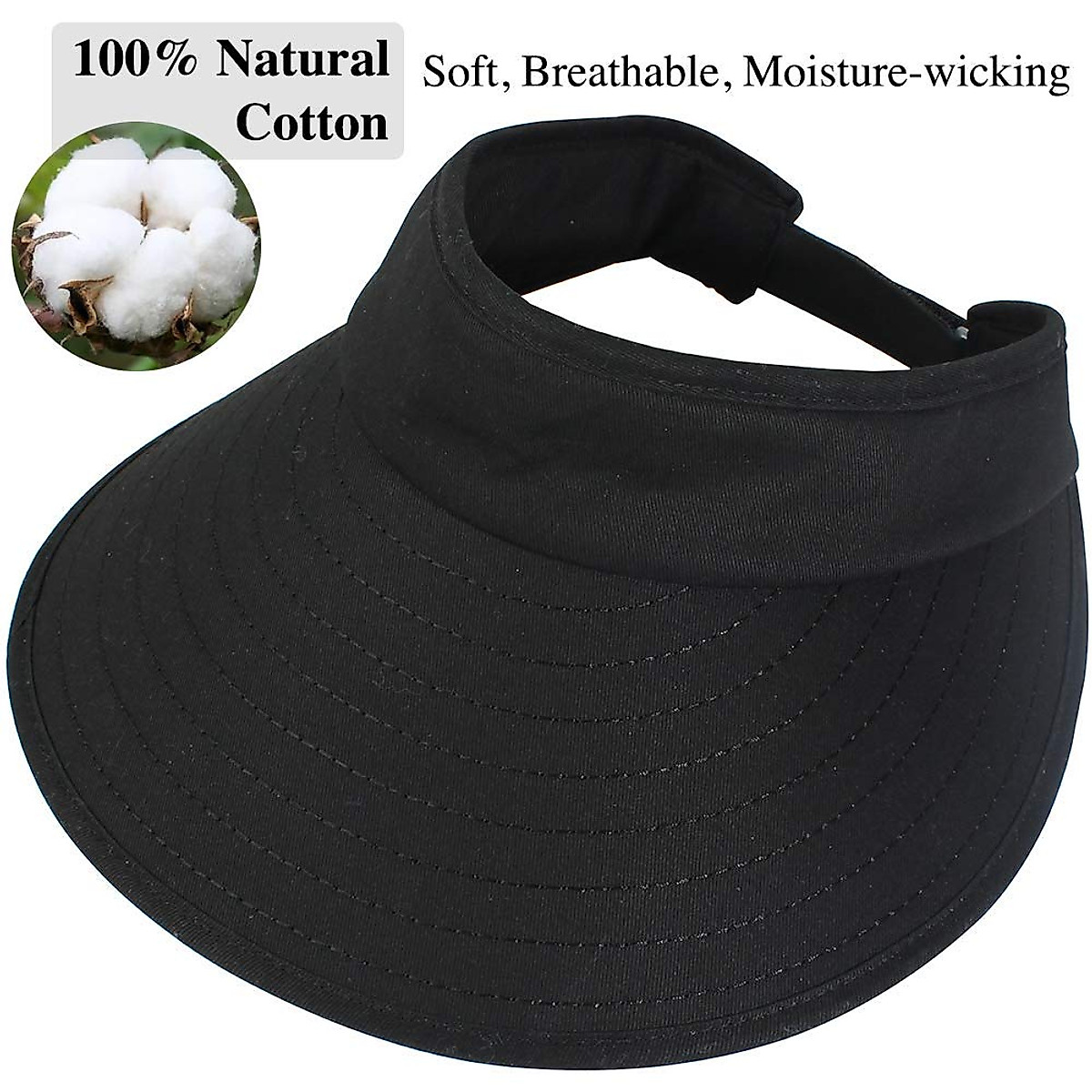 2PCS Wide Brim Sun Visor Hat Women Large UV Protective Golf Beach Cap, Design in Korea