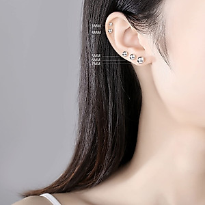 Lavishe Rhodium Plated 925 Sterling Silver Bead Round Ball Earrings Studs 3mm