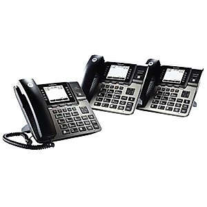 Motorola ML1002D DECT 6.0 Expandable 4-line Business Phone System with Voicemail, Digital Receptionist and Music on Hold, Black, Base Station + 2 Wireless Desk Sets