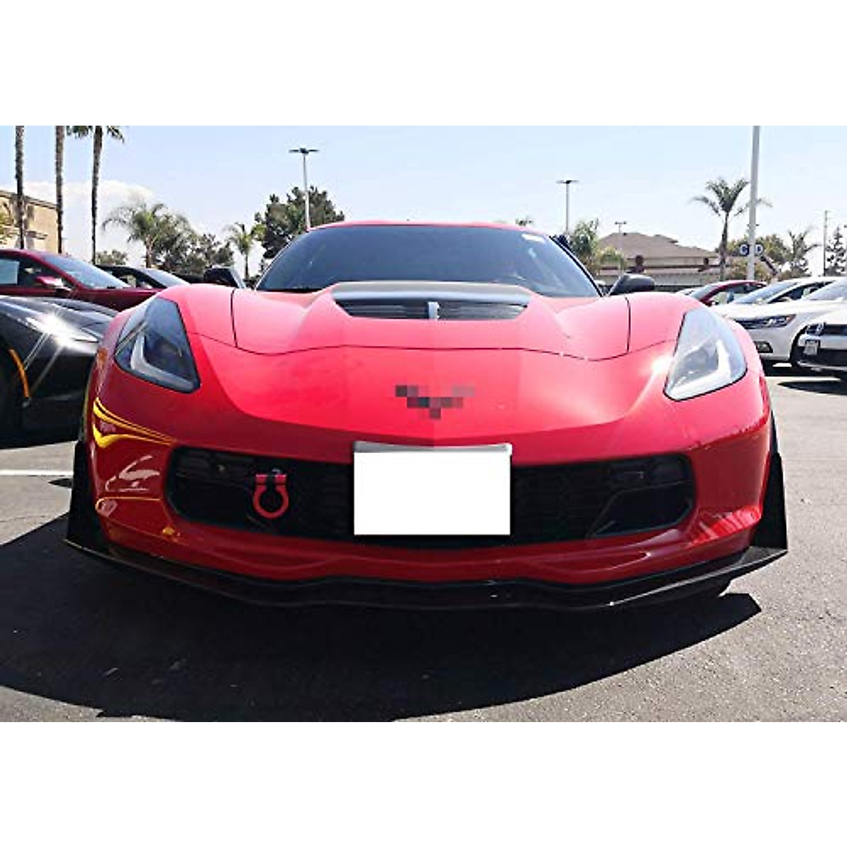 iJDMTOY Red Track Racing Style Front Bumper Tow Hook Ring Compatible With 2014-2019 Chevrolet Corvette Z06 ZR1 Z51, Made of Light Weight CNC Aluminum