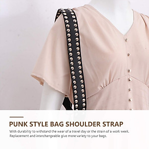 Artibetter Wide Leather Shoulder Bag Strap with siliver Studded Design Replacement Cross Body Handbag Purse Guitar Style Strap (Black)