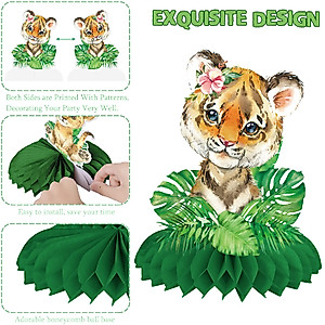 10Pcs Safari Jungle Animal Honeycomb Centerpieces Safari Baby Shower Decorations Jungle Safari Table Centerpieces Decorations for Safari Animal Theme Wild One Party Supplies