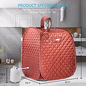 VIVOHOME Portable Personal Steam Sauna Spa with 1.8L 800 Watt Steam Generator, Foldable Chair, Home Sauna Spa Tent for Detox Relaxation, Brown