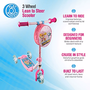 PlayWheels PAW Patrol 3-Wheel Kids Scooter with Accessory Pouch, Blue Large