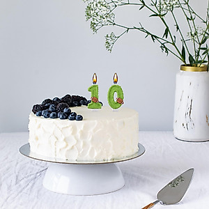 VSHILI 10 Birthday Candles, 10th Cake Candles, Green Happy Birthday Number 10 Candles Cake Topper Decorations for Party Kids Boys Girls