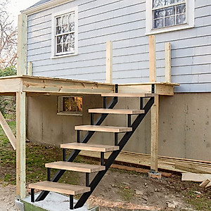 Doniks Steel Stair Step Riser -6 Step for Deck Height 49.4 Inches Metal Stair Stringer Step Stringer Support Connector Frame Hanger Bracket