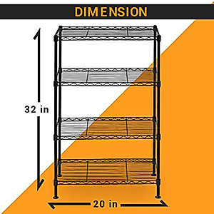 Juggernaut Storage WS201232-4BLK x 12"D x 32"H 4-Tier Wire Shelving Unit, 340 lb Capacity, Black"