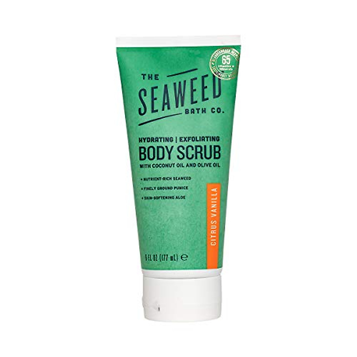 The Seaweed Bath Co. Hydrating Exfoliating Body Scrub, 6 Ounce, Citrus Vanilla Scent, Nutrient Rich Seaweed, Argan Oil, Aloe, Vegan, Paraben Free