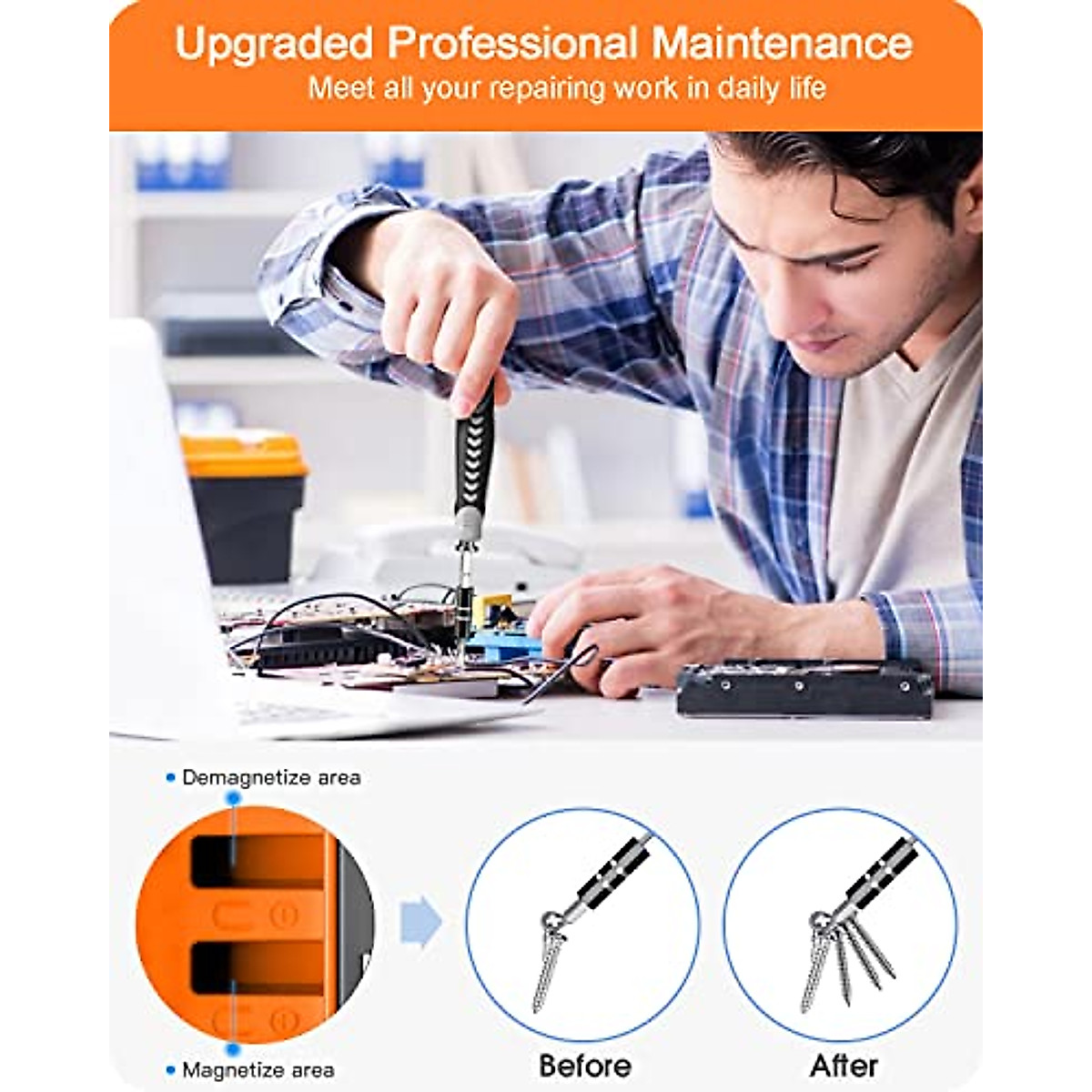 Precision Screwdriver Set, Laptop Repair Tool Kit, Kingsdun 130 in 1 Professional Computer Magnetic Screwdrivers Kit with 120 Bits Torx Star Screwdriver for PC, Xbox, Phone, Switch, Rc Car DIY