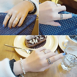 CANDYFANCY Celtic Knot Ring 925 Sterling Silver Open Middle Finger Knuckle Thumb Rings for Women Adjustable Size(Four line Twist)