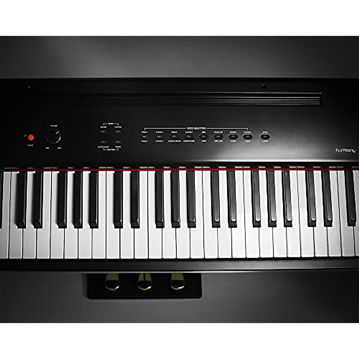 Artesia Harmony 88 Weighted Key Digital Piano - Black with Matching Furniture Stand and Three Pedal Board, includes Two Months of TakeLessons Online Lessons