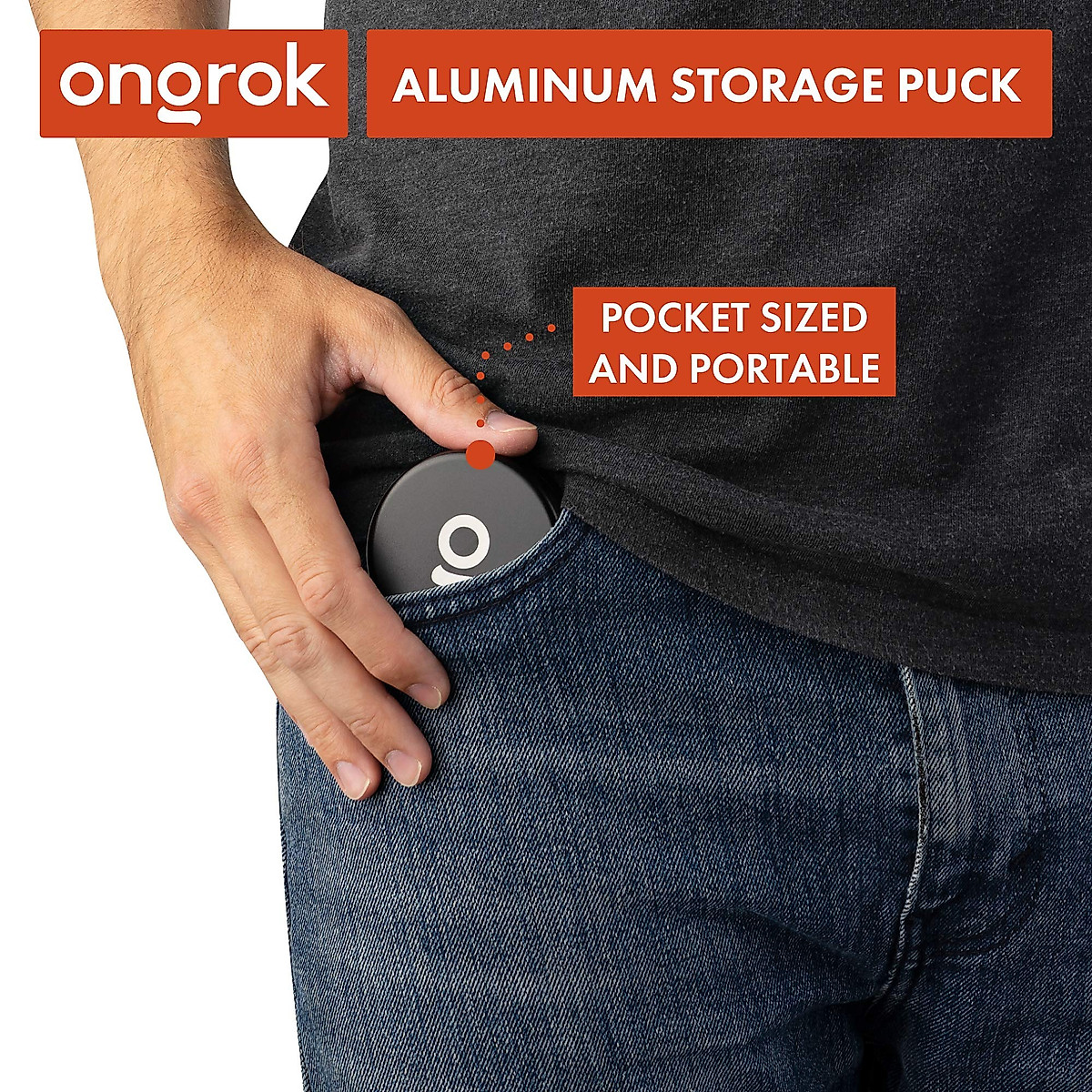 ONGROK Storage Puck, Black, Perfect Size Case to Store in Your Pocket, Airtight, Preserves Moisture Profile, Smell and Aroma