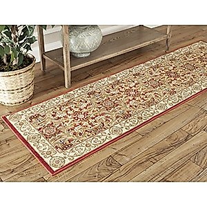 SAFAVIEH Paradise Collection Runner Rug - 2' x 7', Red, Oriental Viscose Design, Ideal for High Traffic Areas in Living Room, Bedroom (PAR08-202)
