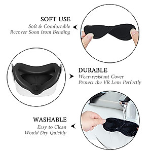 VR Silicone Face Cover for Oculus Quest 2 Headset with Protective Lens Cover Accessories Sweat Proof(Black)